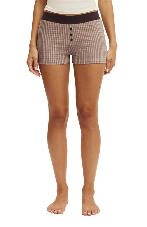 Cotton:on Dreamy Soft Boyshort - Mocha Marle Kenny Check