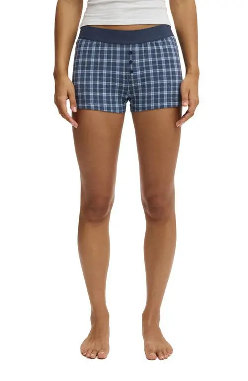 Cotton:on Dreamy Soft Boyshort - Steely Blue Heather Check