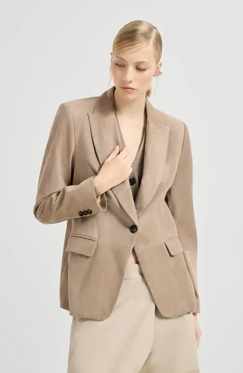 Brunello Cucinelli Suede Blazer - Light Brown