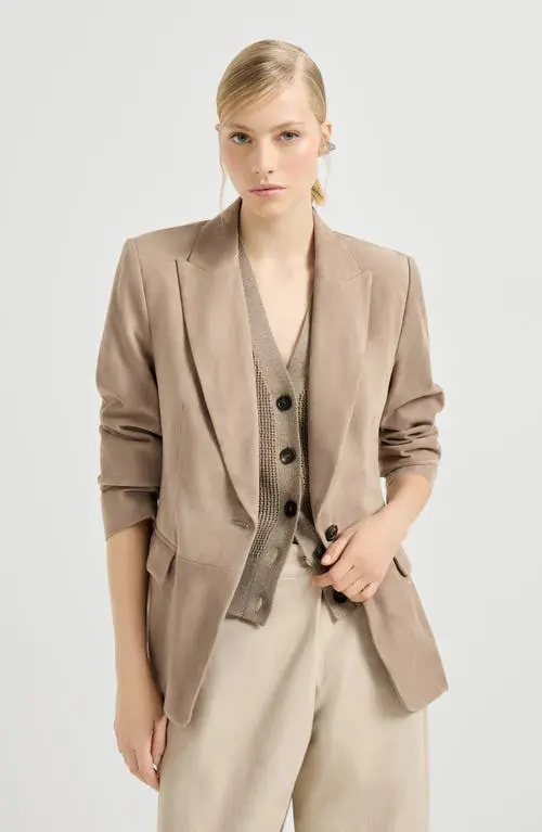 Brunello Cucinelli Suede Blazer - Light Brown