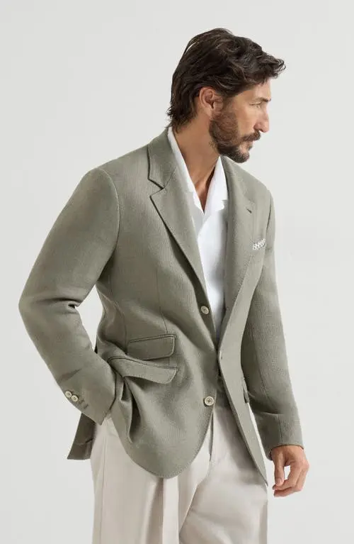 Brunello Cucinelli Hopsack Deconstructed Blazer - Khaki