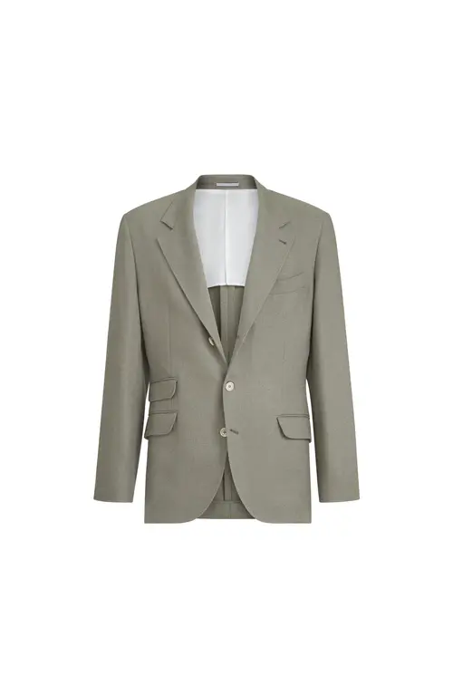 Brunello Cucinelli Hopsack Deconstructed Blazer - Khaki