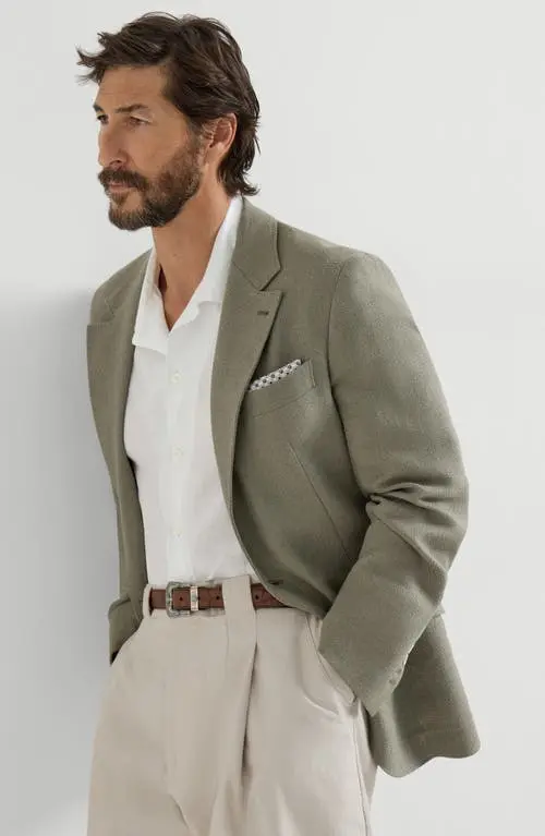Brunello Cucinelli Hopsack Deconstructed Blazer - Khaki