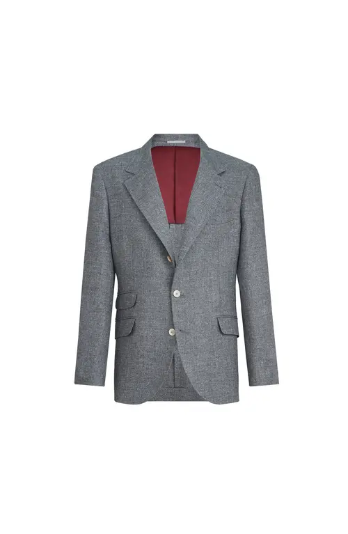 Brunello Cucinelli Hopsack Deconstructed Blazer - Medium Grey