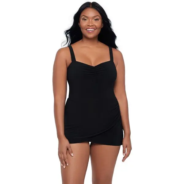 TRIMSHAPER Sweetheart Neckline Swimdress - Black