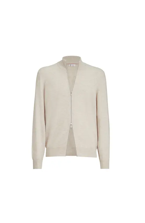 Brunello Cucinelli Cashmere Zip-up Cardigan - Beige