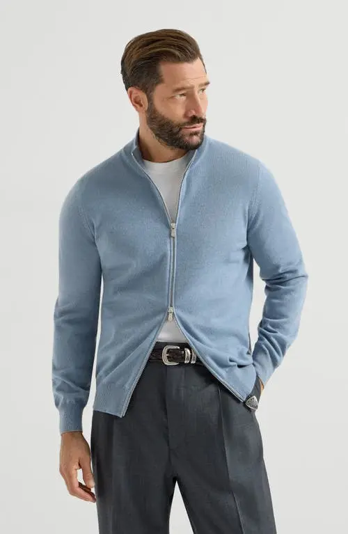 Brunello Cucinelli Cashmere Zip-up Cardigan - Slate