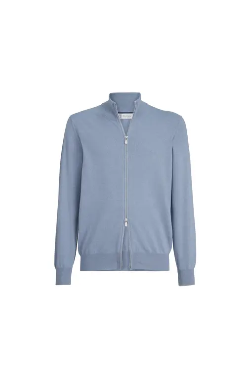 Brunello Cucinelli Cashmere Zip-up Cardigan - Slate