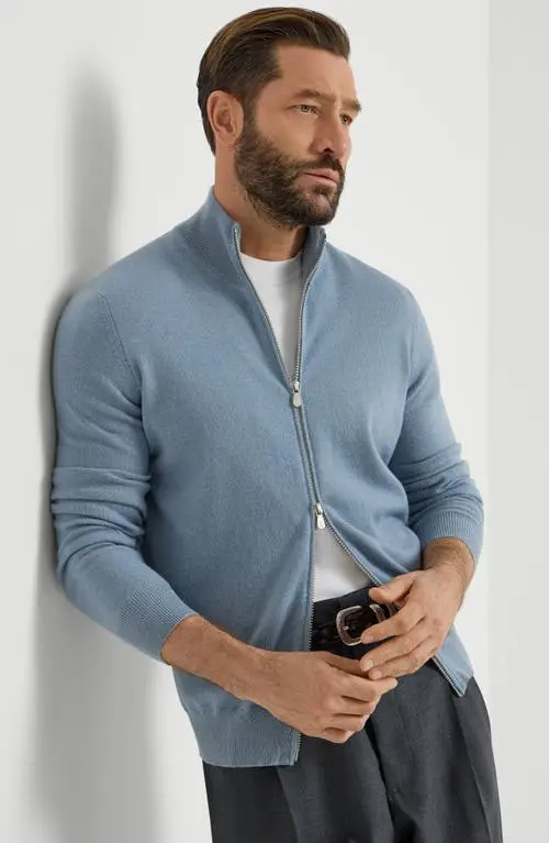 Brunello Cucinelli Cashmere Zip-up Cardigan - Slate