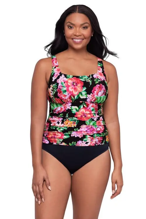 TRIMSHAPER Amy Square Neck Back Tie One-piece Swimsuit - Desert Flora