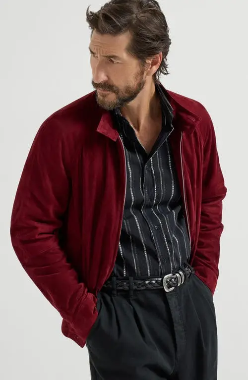 Brunello Cucinelli Suede Zip-up Jacket - Cherry