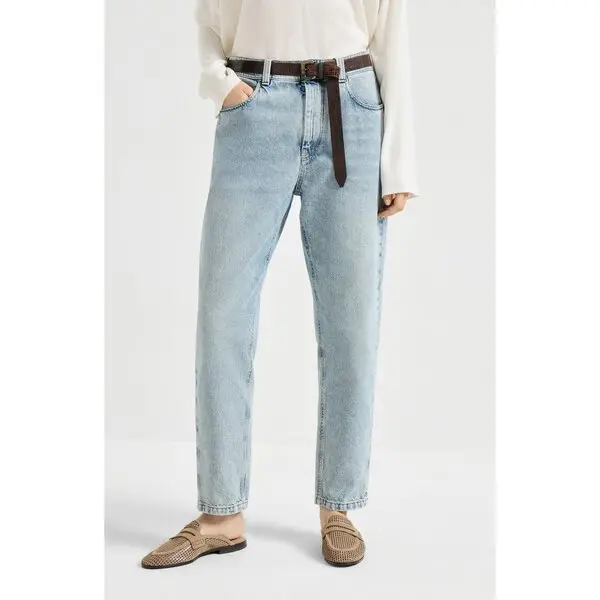 Brunello Cucinelli Baggy Tapered Trousers - Light Denim