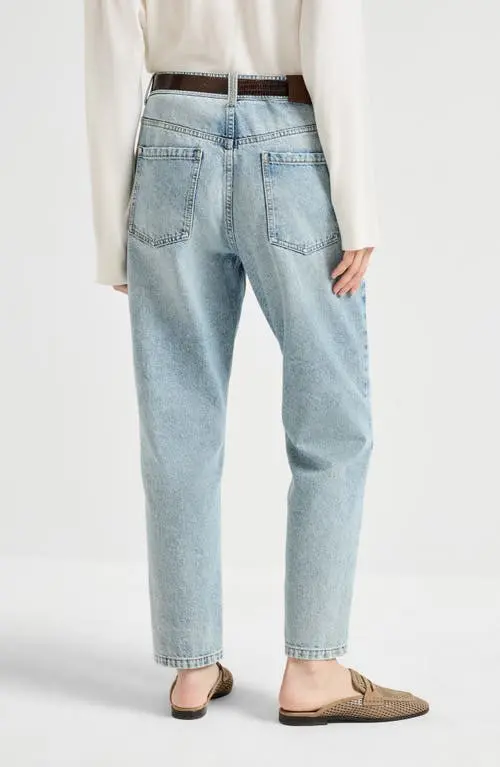 Brunello Cucinelli Baggy Tapered Trousers - Light Denim