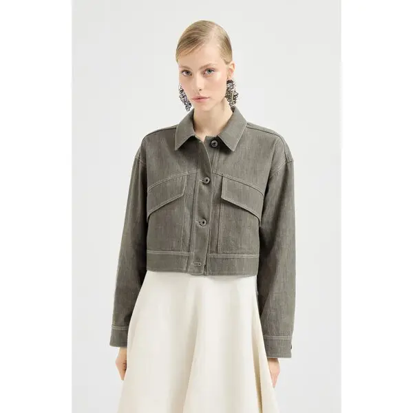Brunello Cucinelli Denim-effect Twill Outerwear Jacket - Olive