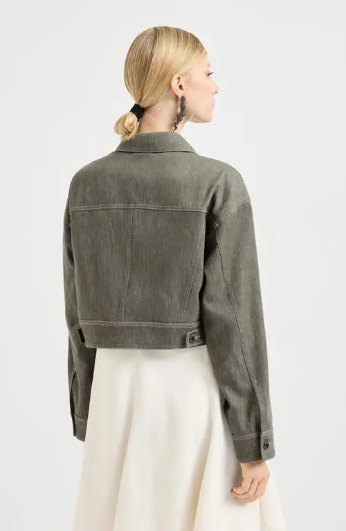 Brunello Cucinelli Denim-effect Twill Outerwear Jacket - Olive