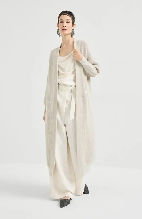 Brunello Cucinelli Sparkling Net Long Cardigan - Oat