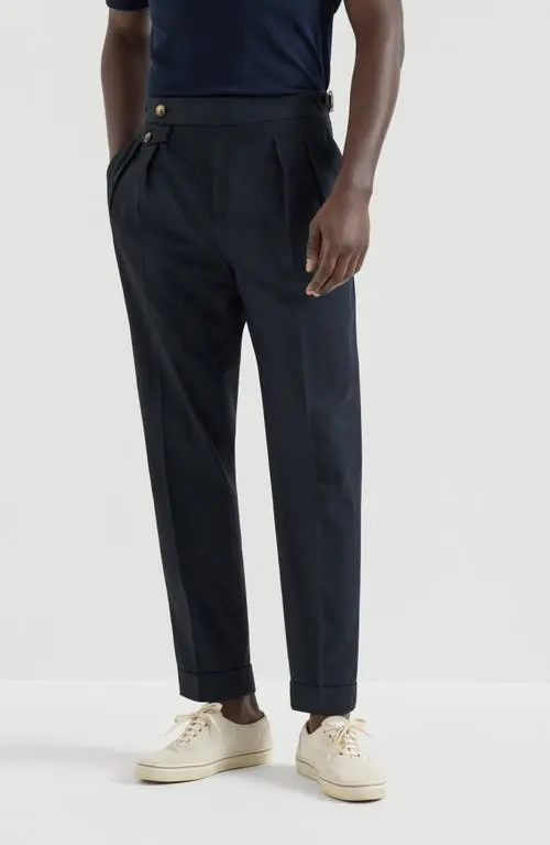 Brunello Cucinelli Cotton Twill Trousers - Navy Blue