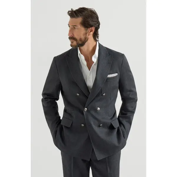 Brunello Cucinelli Chevron Deconstructed Blazer - Anthracite