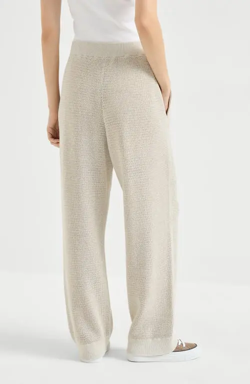 Brunello Cucinelli Sparkling Net Knit Trousers - Oat