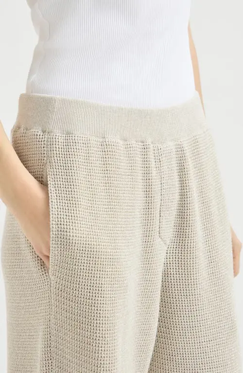 Brunello Cucinelli Sparkling Net Knit Trousers - Oat