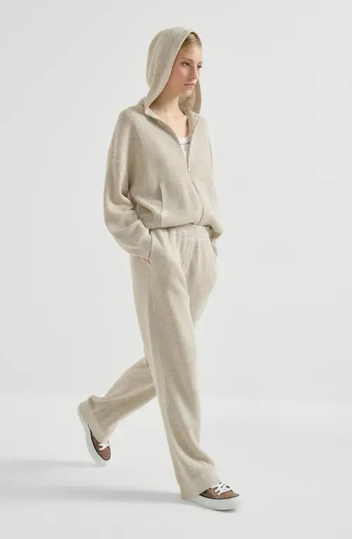 Brunello Cucinelli Sparkling Net Knit Trousers - Oat