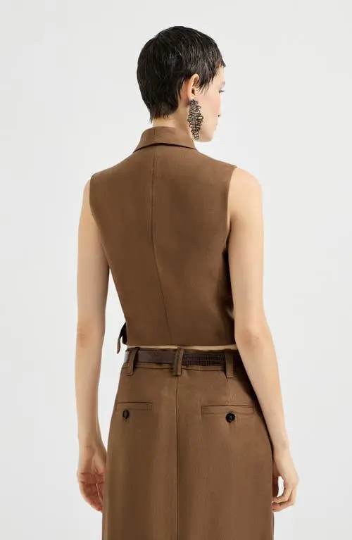 Brunello Cucinelli Linen Diagonal Vest - Mou