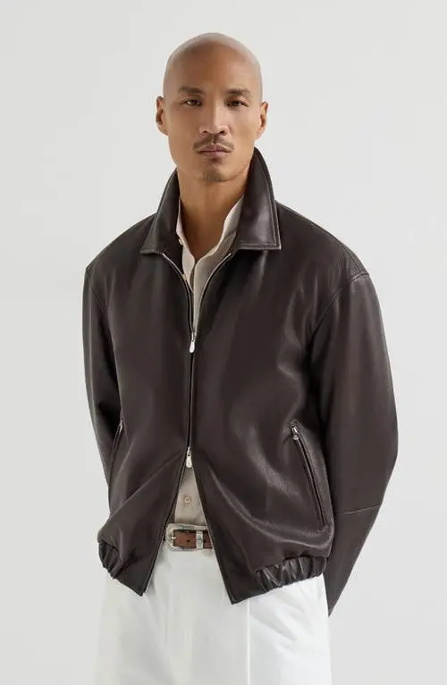Brunello Cucinelli Nappa Leather Jacket - Chocolate