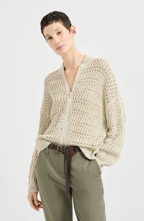 Brunello Cucinelli Dazzling Braids Cardigan - Beige