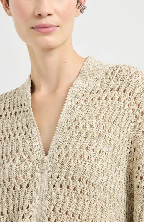 Brunello Cucinelli Dazzling Braids Cardigan - Beige