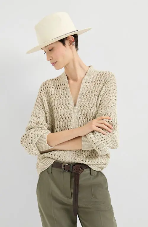 Brunello Cucinelli Dazzling Braids Cardigan - Beige