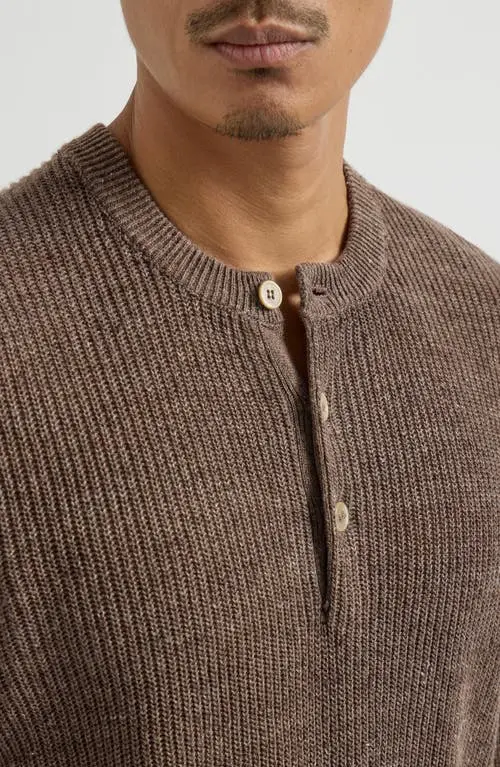 Brunello Cucinelli Sweater With Henley Collar - Hazelnut