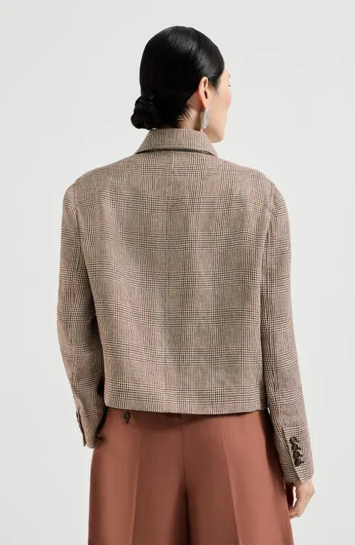 Brunello Cucinelli Prince Of Wales Linen Blazer