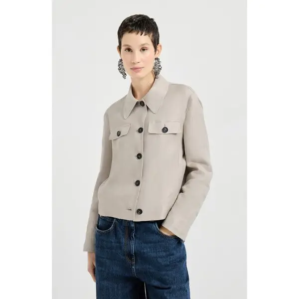 Brunello Cucinelli Linen Diagonal Jacket - Beige