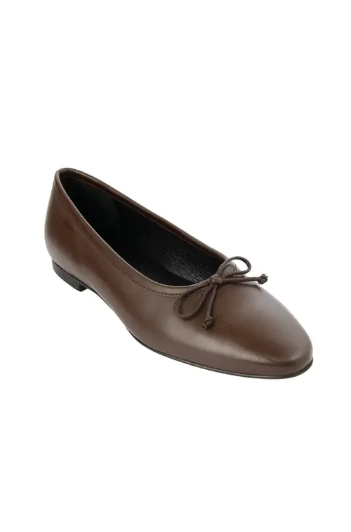 MENINA STEP Amelie Leather Ballet Flat - Dark Chocolate