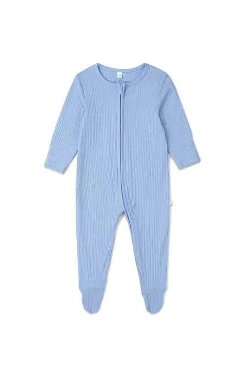 MORI Ribbed Two-way Zip-up Sleepsuit - Hydrangea