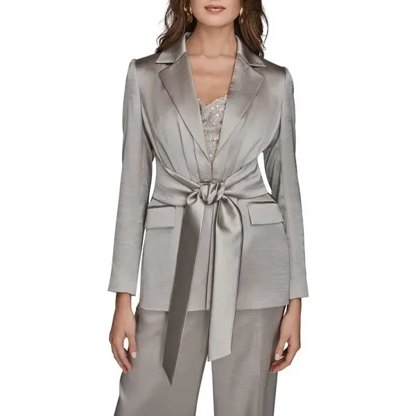 Donna Karan New York Metallic Tie Front Blazer