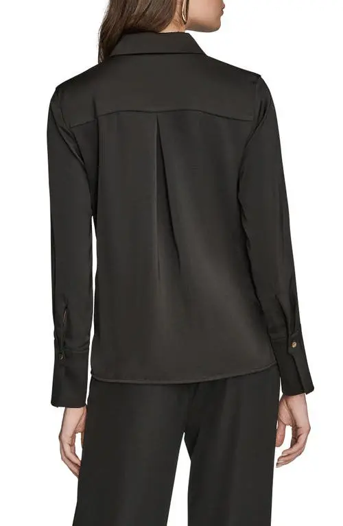 Donna Karan New York Satin Button-up Shirt - Black