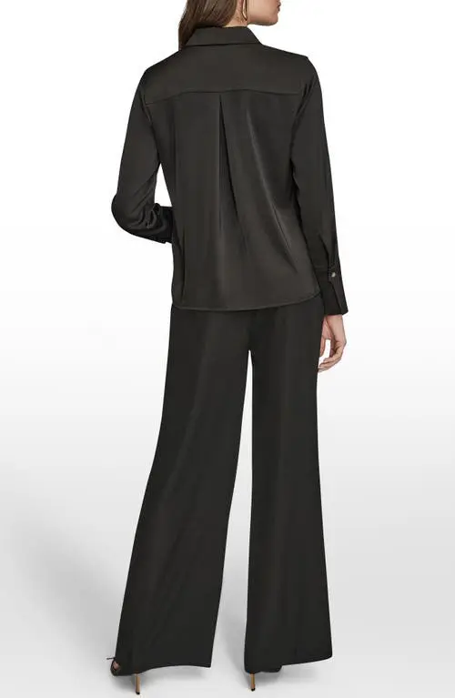Donna Karan New York Satin Button-up Shirt - Black