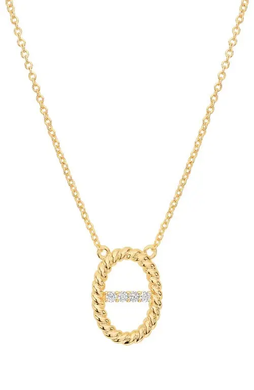 ATHRA LUXE Oval Pavé Cubic Zirconia Pendant Necklace - Gold