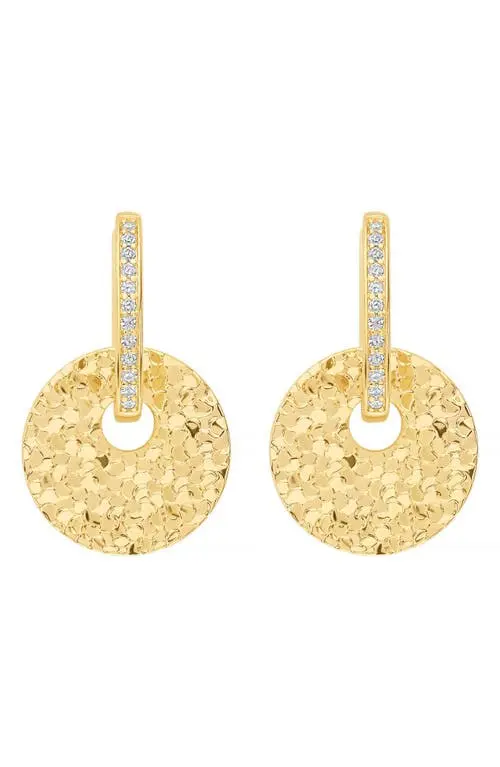 ATHRA LUXE Dolce Sole Textured Round Drop Huggie Hoop Earrings - Gold