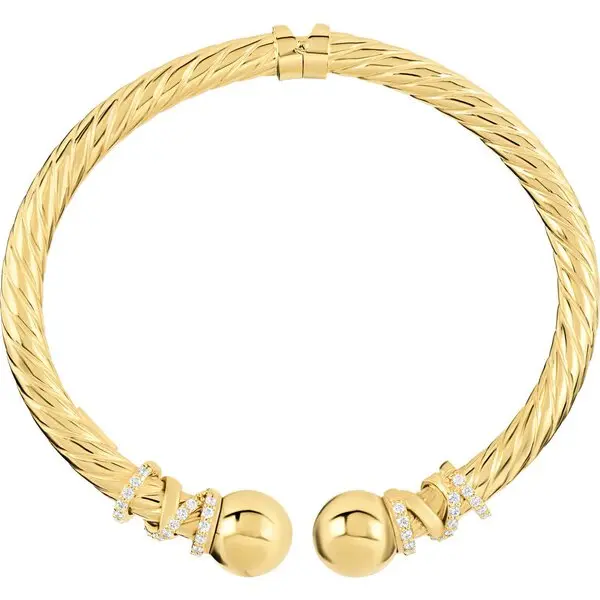 ATHRA LUXE Dolce Sole Twisted Pavé Rope Bangle - Gold