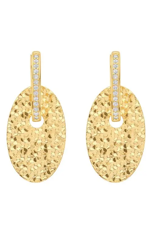 ATHRA LUXE Dolce Sole Oval Drop Huggie Hoop Earrings - Gold