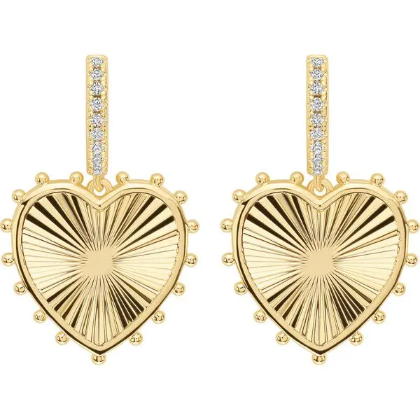 ATHRA LUXE Fluted Heart Drop Hoop Earrings - Gold
