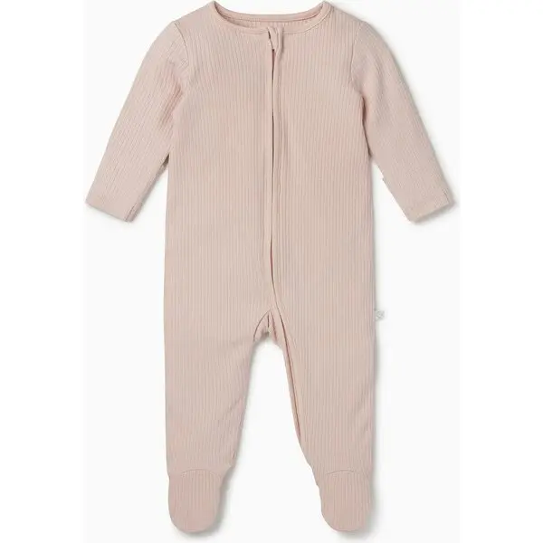 MORI Ribbed Two Way Zip-up Sleepsuit - Blush