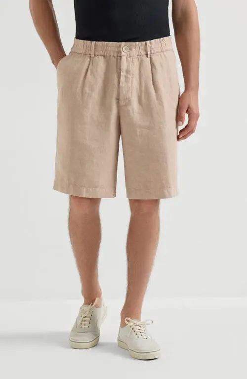 Brunello Cucinelli Linen Bermuda Shorts - Camel