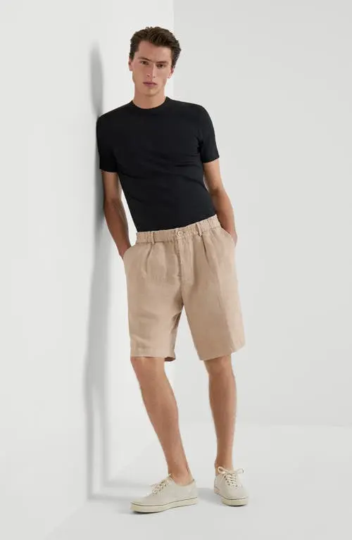 Brunello Cucinelli Linen Bermuda Shorts - Camel