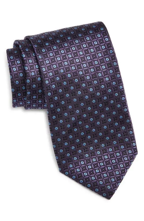 Canali Medallion Silk Necktie - Purple