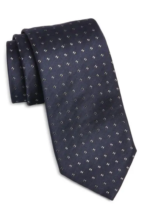Canali Silk And Gold Necktie - Navy