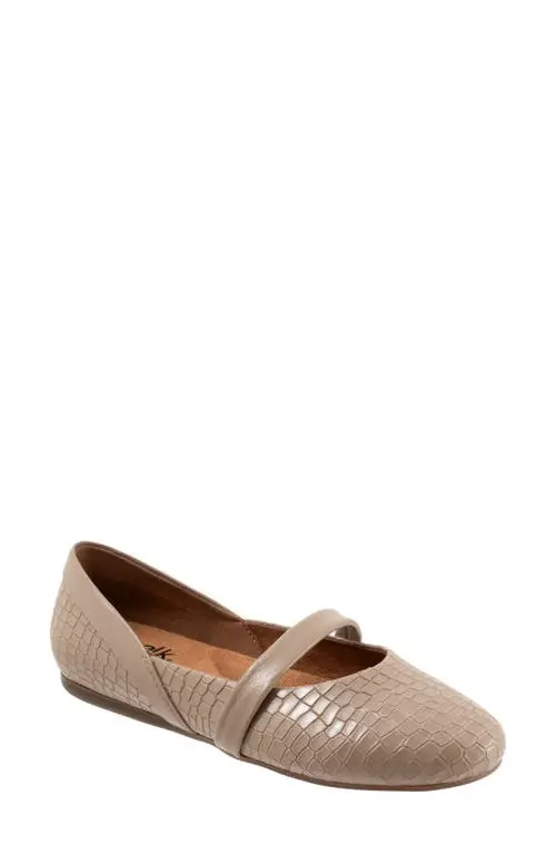 Softwalk Samara Mary Jane Flat - Taupe Croco