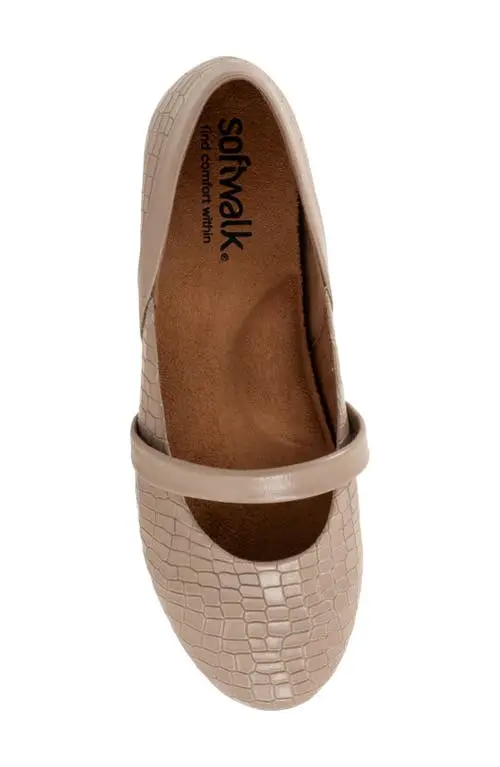 Softwalk Samara Mary Jane Flat - Taupe Croco